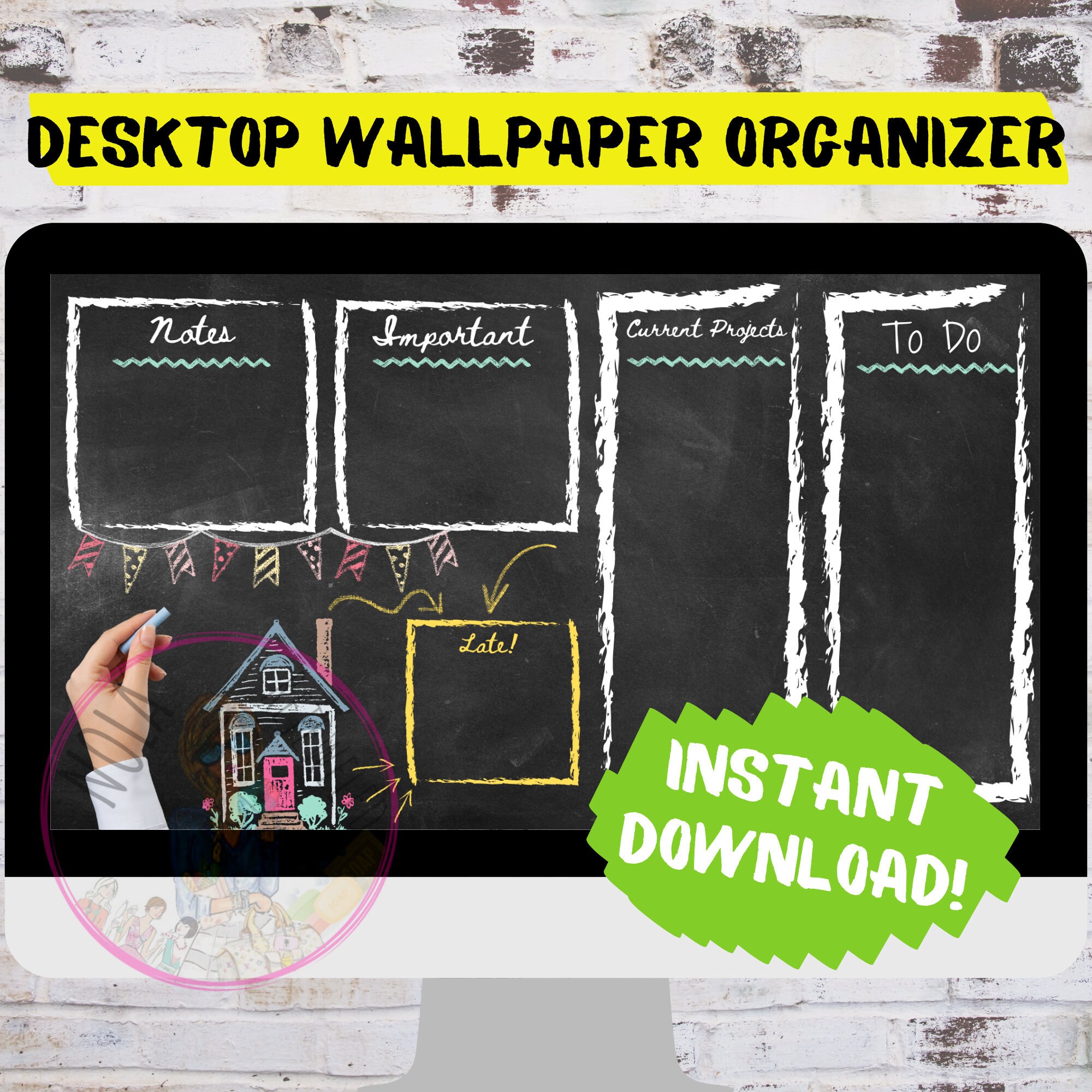 Chalkboard Desktop Organizer Wallpaper Desktop Notes Blogger Organizer ...