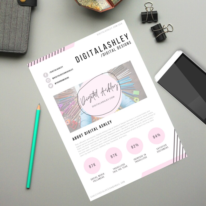 Single Page Customizable Pre-made Layout Customized Media Press Kit - Etsy