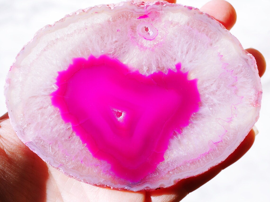 Large Pink Genuine Agate Gemstone Coaster Home Decor - Etsy