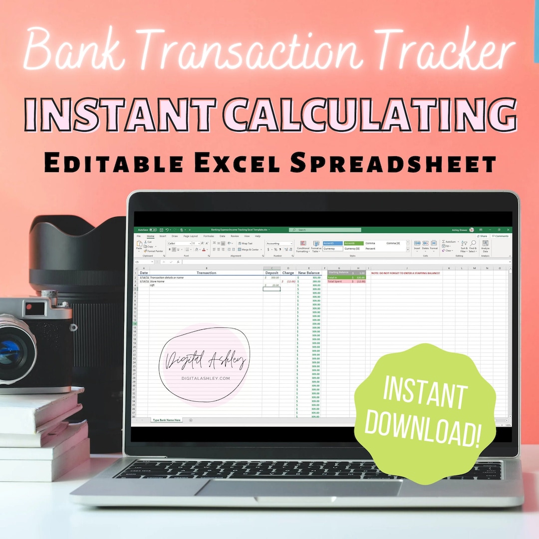 Customizable Banking Expense Income Tracking Excel Template | Direct ...