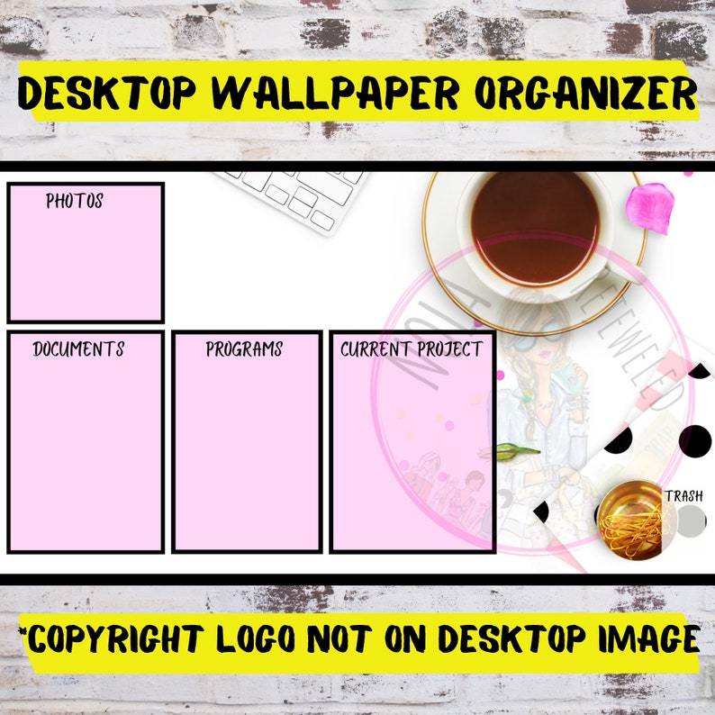 INSTANT DOWNLOAD - Pink Party Desk Desktop Organizer Wallpaper Blogger ...
