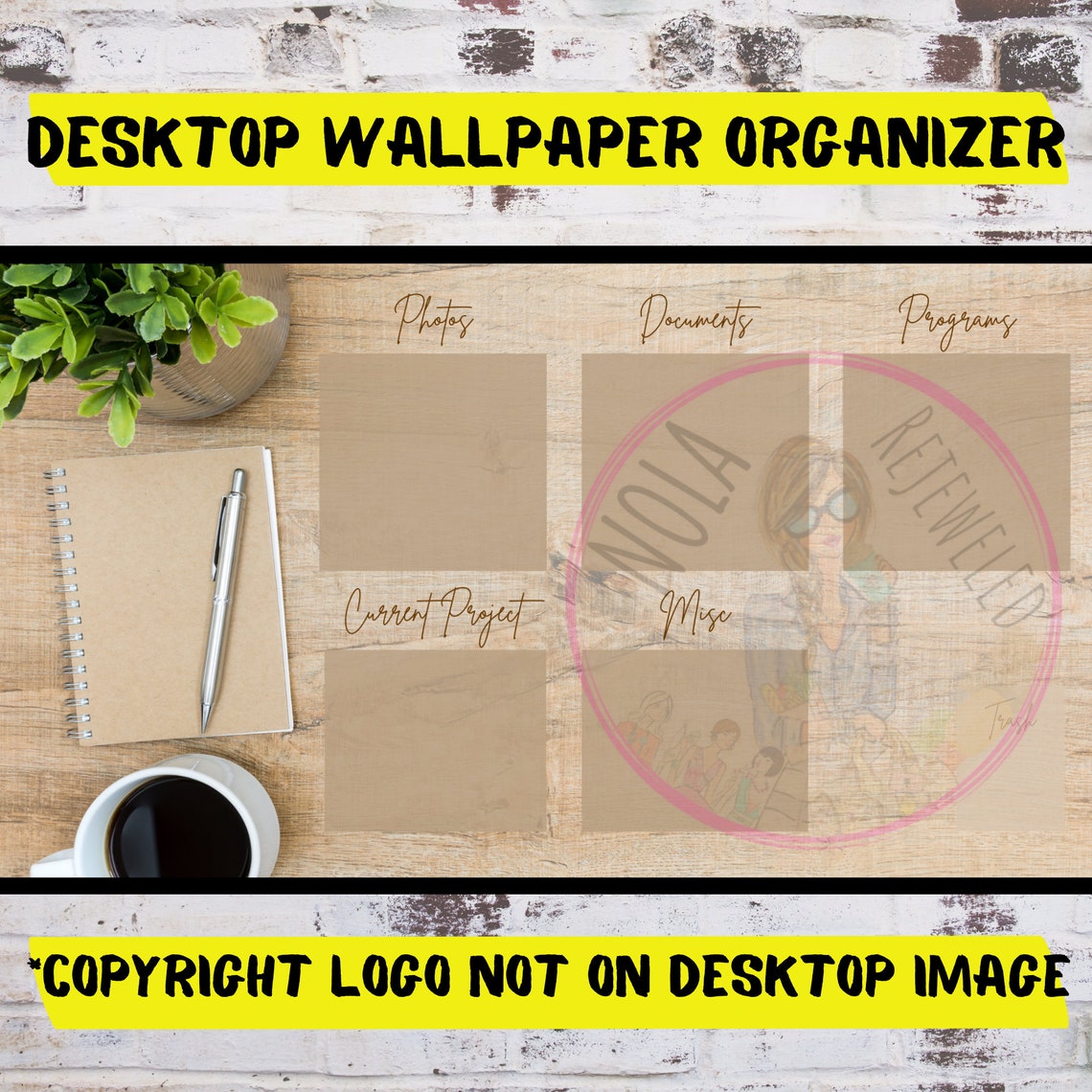 INSTANT DOWNLOAD - Natural Wood Desk Desktop Organizer Wallpaper ...