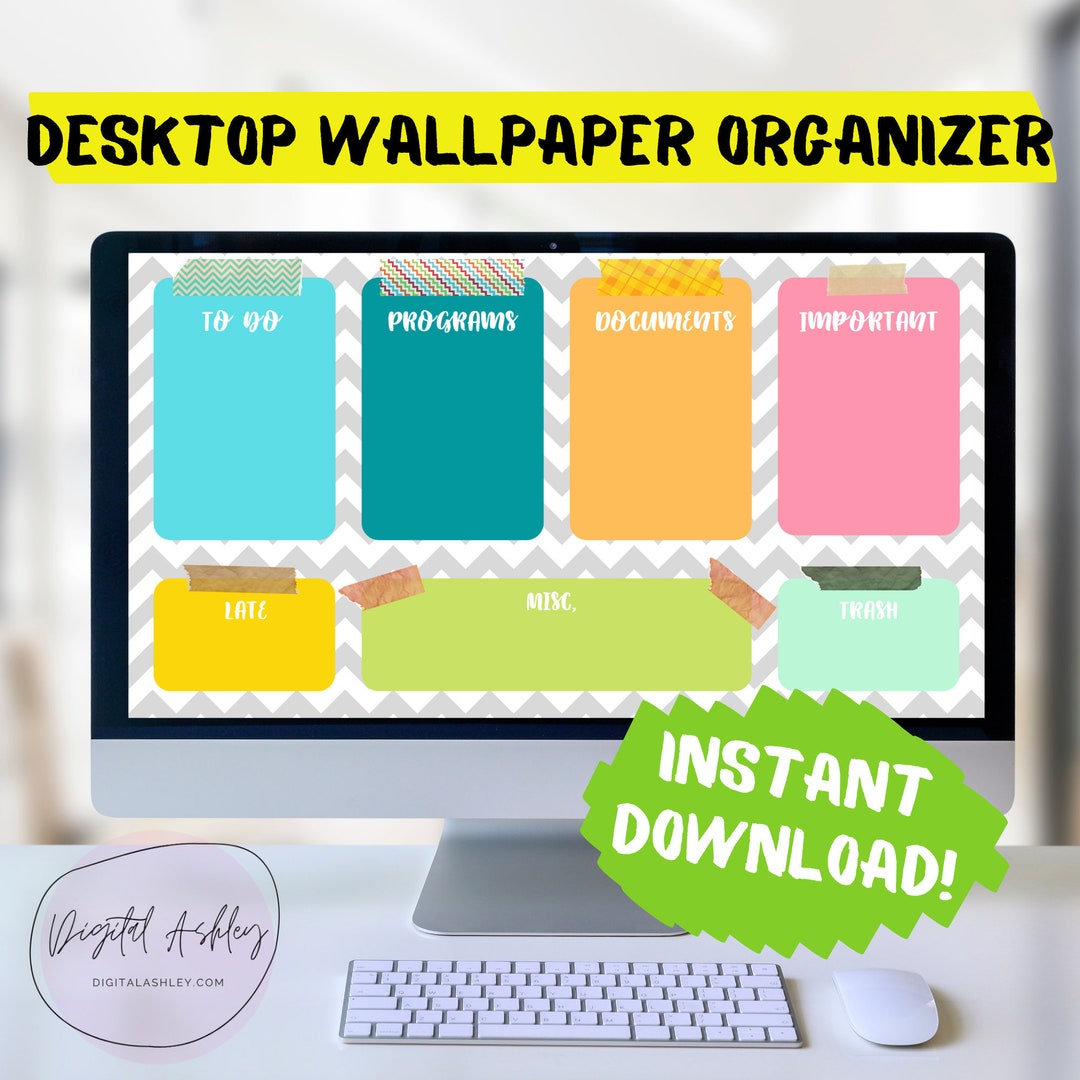 Chevron Desktop Wallpaper Organizer: Colorful Computer Background ...