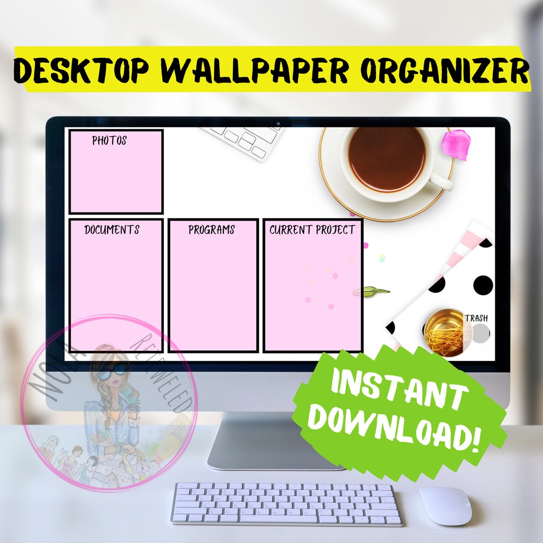 INSTANT DOWNLOAD - Pink Party Desk Desktop Organizer Wallpaper Blogger ...