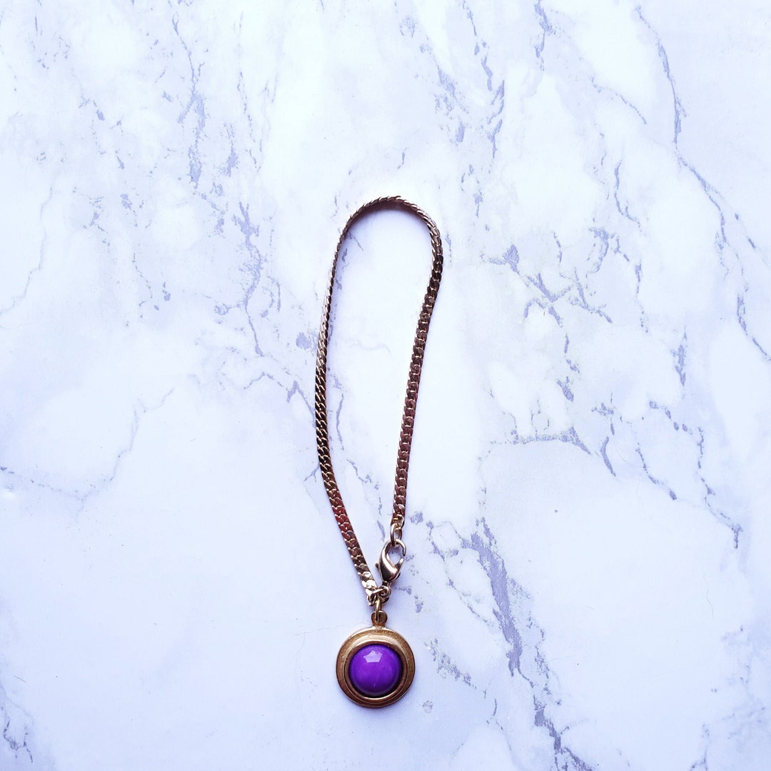 Vintage Royal Purple Charm Bracelet: Recycled Gold-tone Jewelry - Etsy