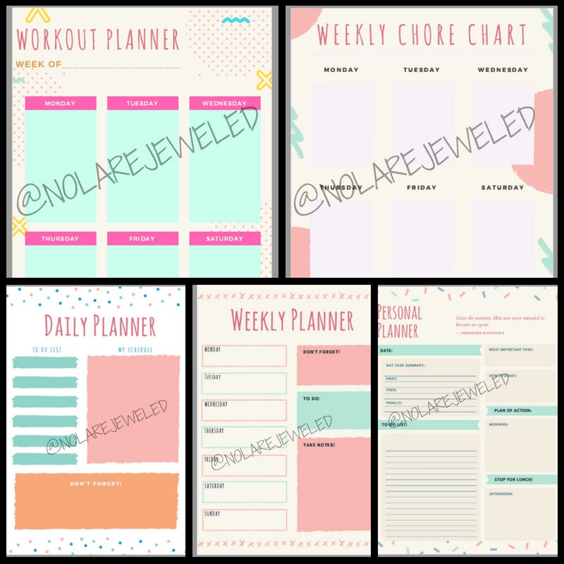 PRINTABLE Undated Weekly Daily Workout Personal Planner Calendar - Etsy