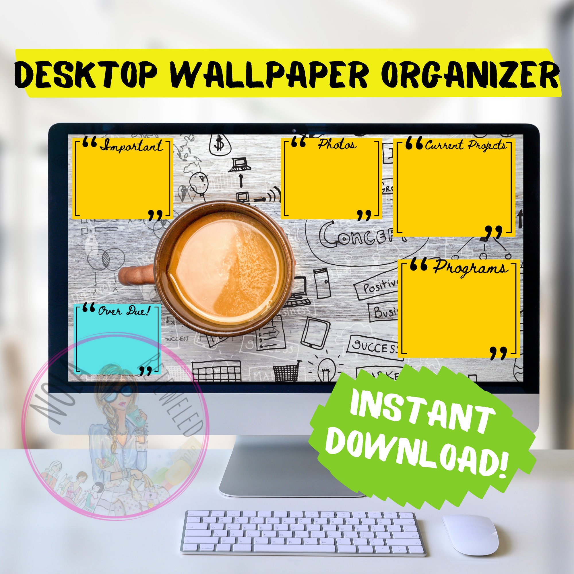 Coffee Notes Desktop Organizer Wallpaper (digital Download) - Etsy