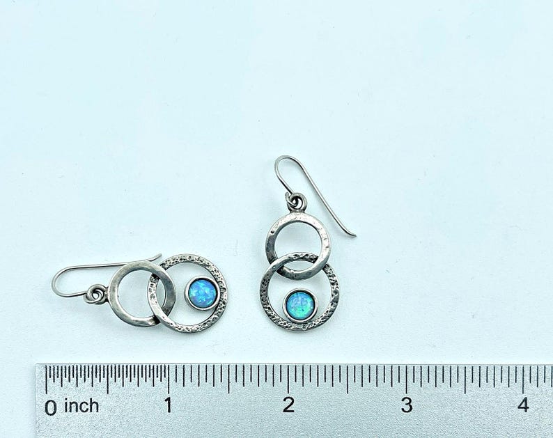 Vintage Didae .925 Sterling Fire Opal Dangling Double Loop Wire ...