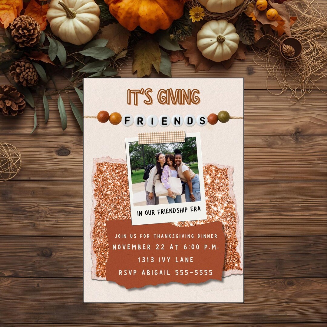 Editable Friendsgiving Invitation | Digital Thanksgiving Dinner Invite ...