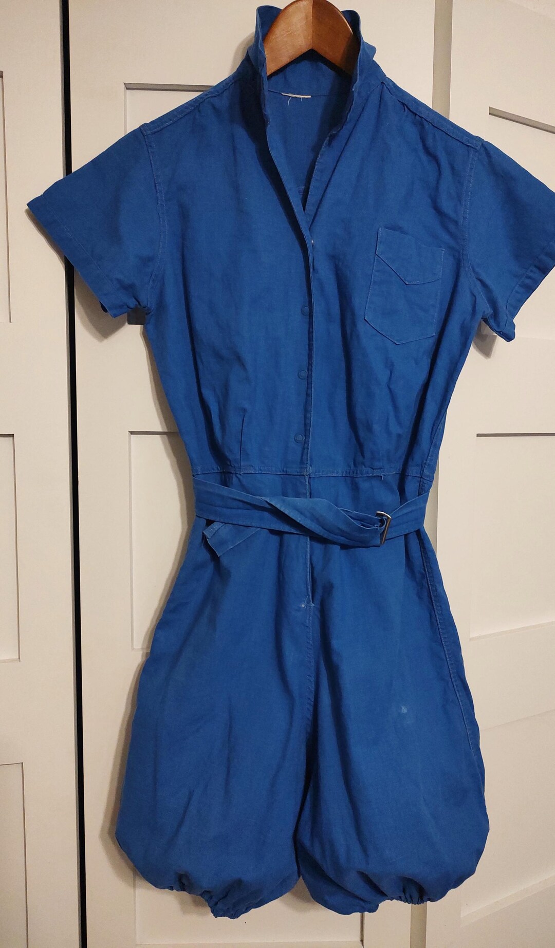 Vintage 1940s-50s Women's Med Blue Gym Uniform - Romper, Snap Front - Etsy