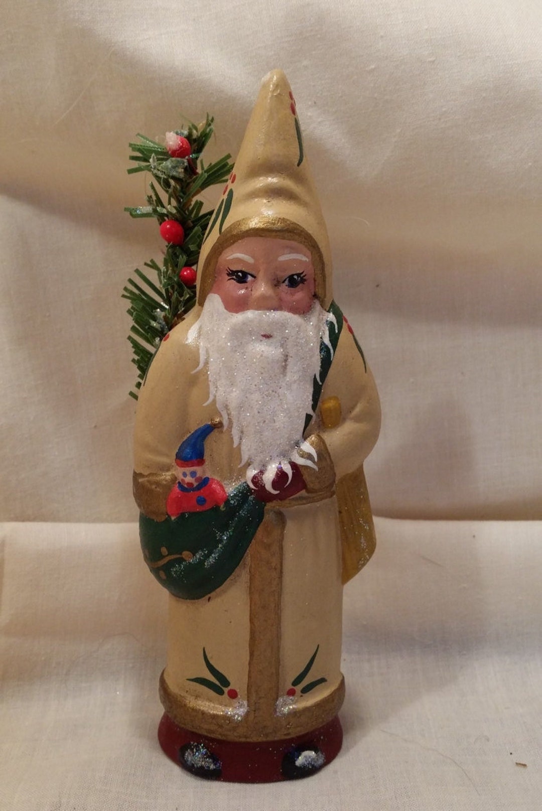 Santa and His Jester Doll, Antique White - Etsy