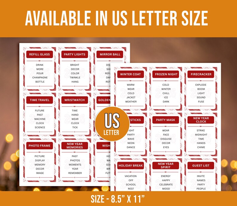 New Year's Eve Taboo Game, Holiday Party Game, Family Party Game ...