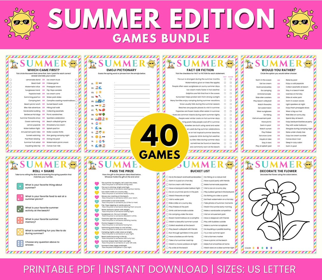 Summer Games, Printable Summer Activities, Summer Fun Party Games, Kids ...