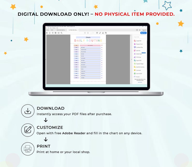 Kids Daily Checklist Editable, Kids Routine Chart, Printable Kids Daily ...