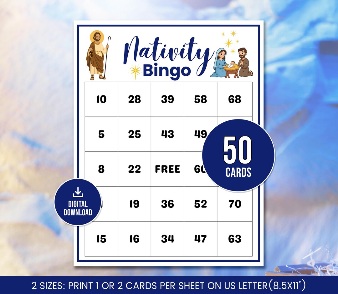 Nativity Bingo Games, Printable Nativity Bingo Cards, Kids Christmas ...