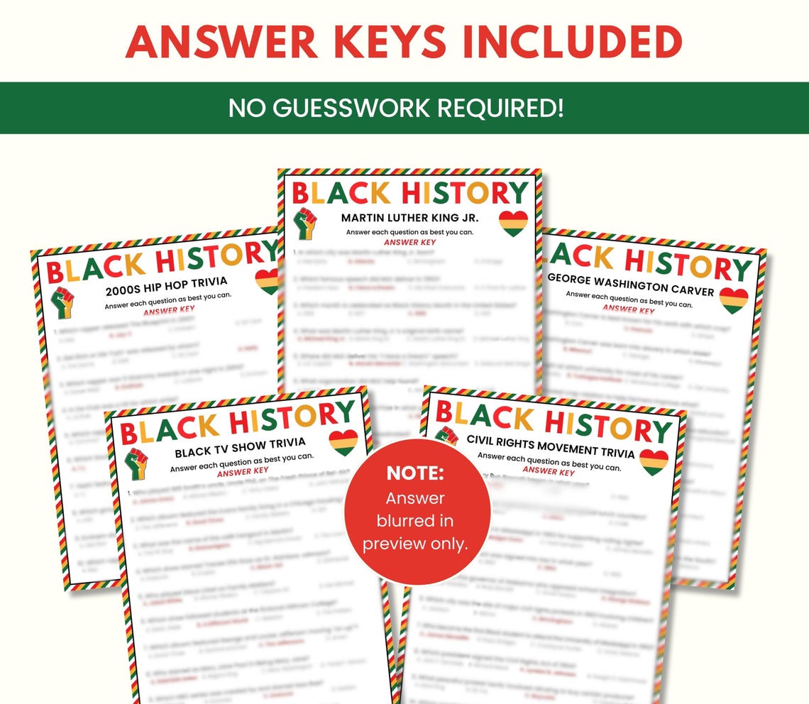 Black History Trivia, Black History Games, Printable Black History ...