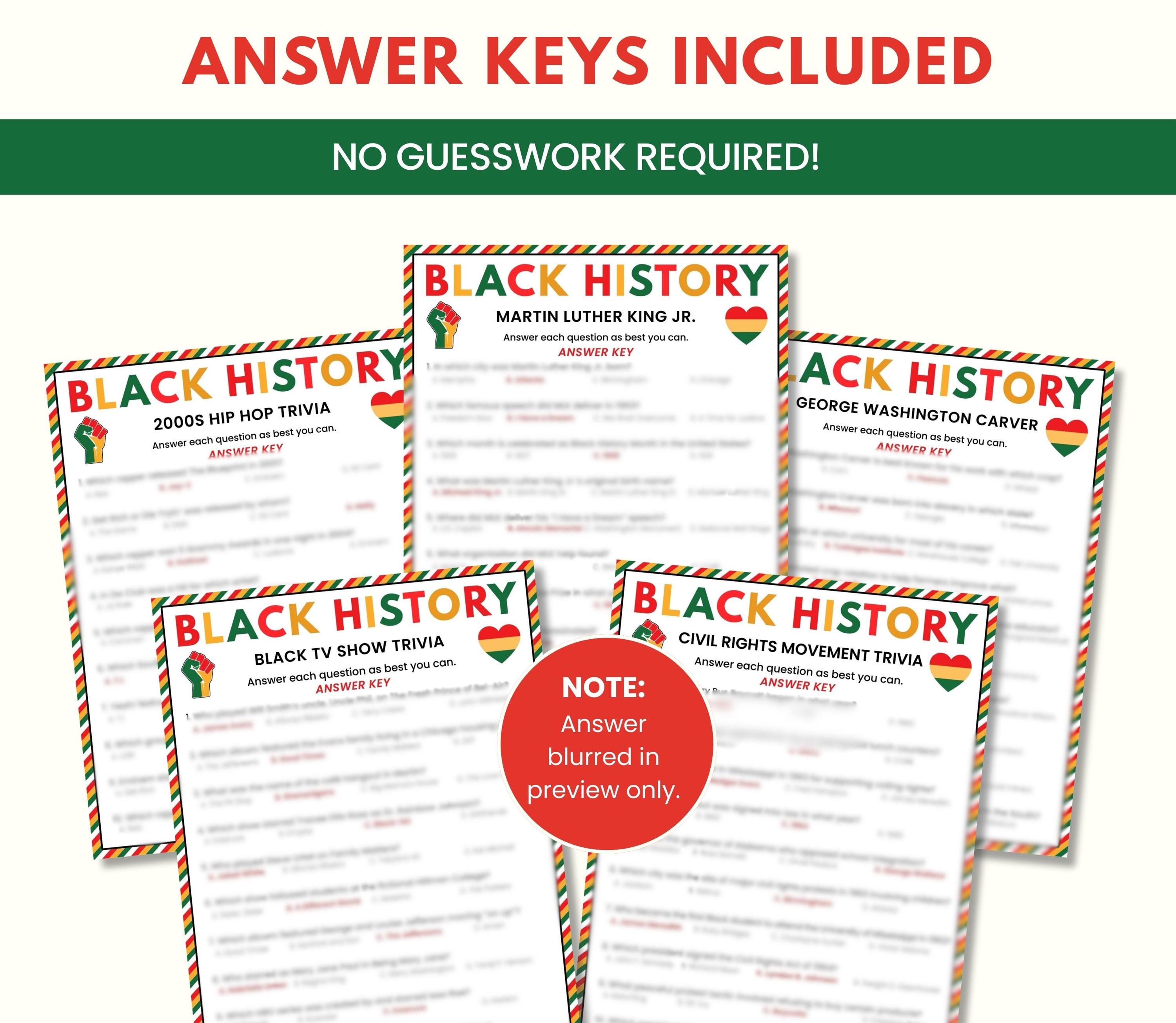 Black History Trivia, Black History Games, Printable Black History ...