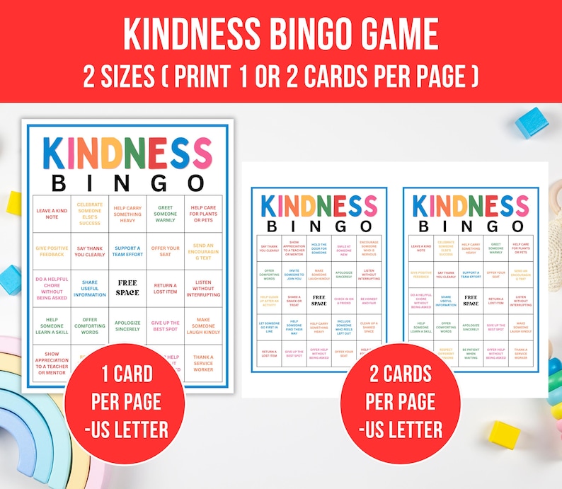 Kindness Bingo Game, 100 Kindness Bingo Cards, Kindness Activity for ...