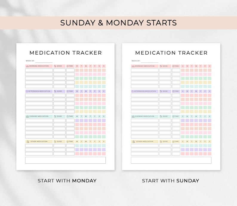 Daily Medication Tracker, Printable Medication Log, Weekly Medicine Schedule, Chart for Nurses ...