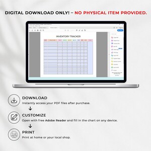 Editable Inventory Tracker, Business Product Inventory List, Inventory Management Form ...