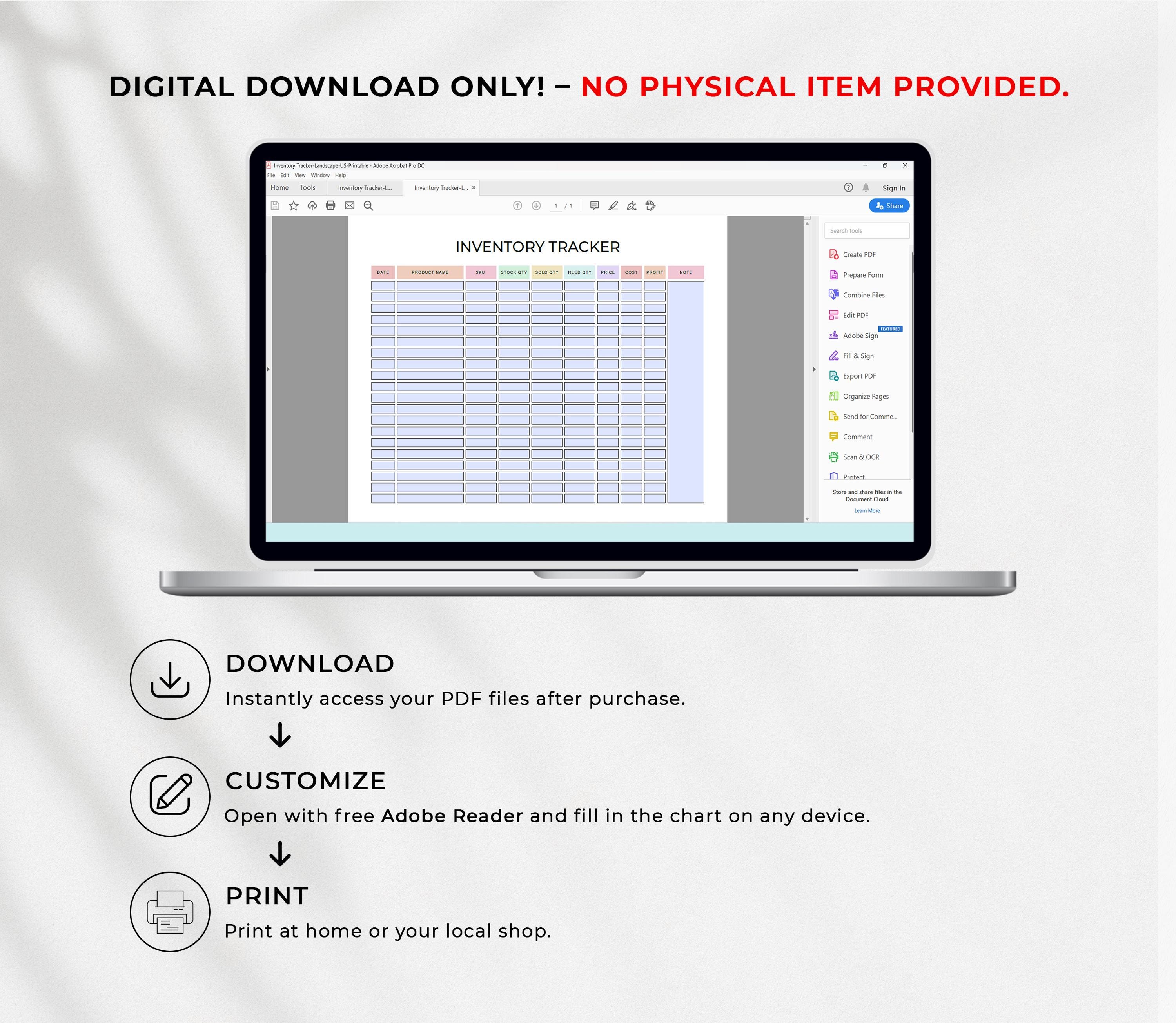 Editable Inventory Tracker, Business Product Inventory List, Inventory ...