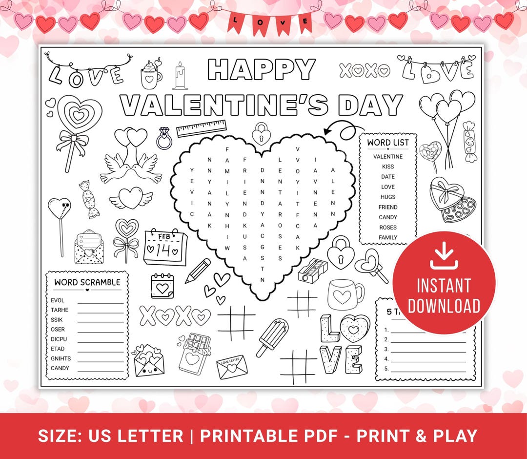 Valentine's Day Activity Sheet for Kids | Printable Valentine's Day ...