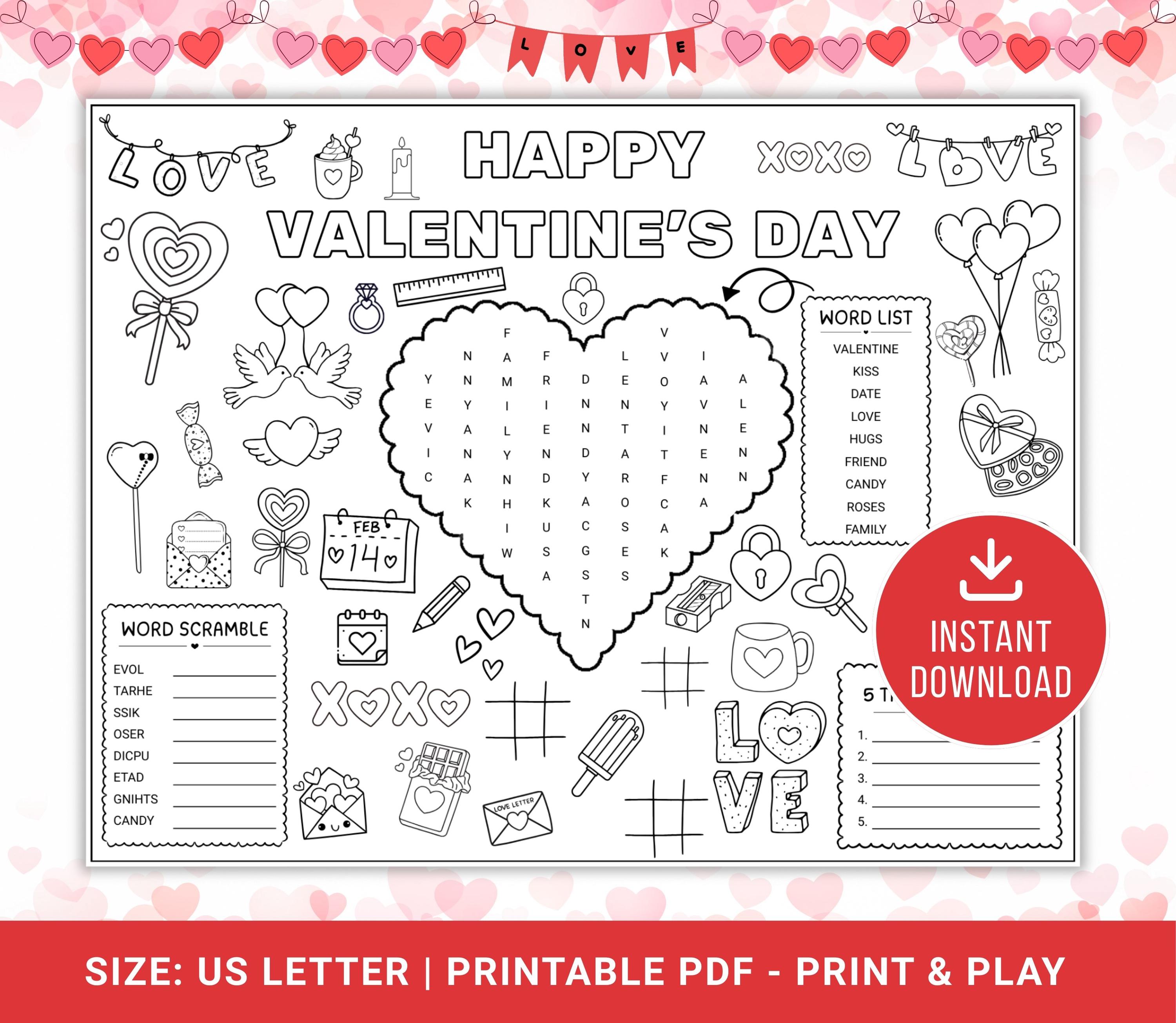 Valentine's Day Activity Sheet for Kids | Printable Valentine's Day ...