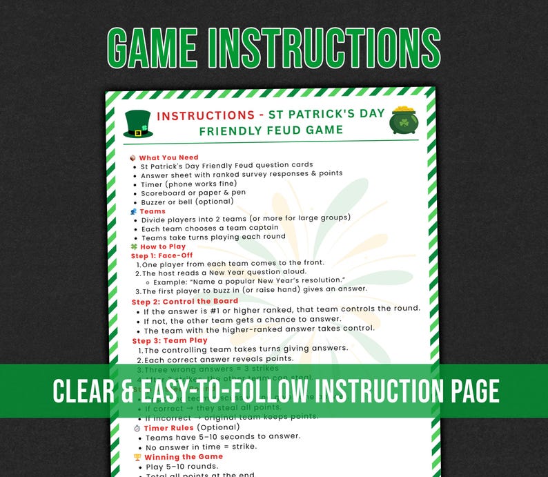 St. Patrick's Day Friendly Feud | Printable St. Patrick's Day Game | St ...