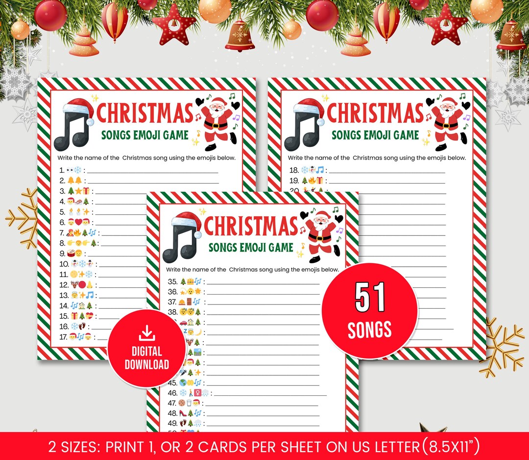 Christmas Song Emoji Game, Christmas Party Game, Fun Christmas Game ...