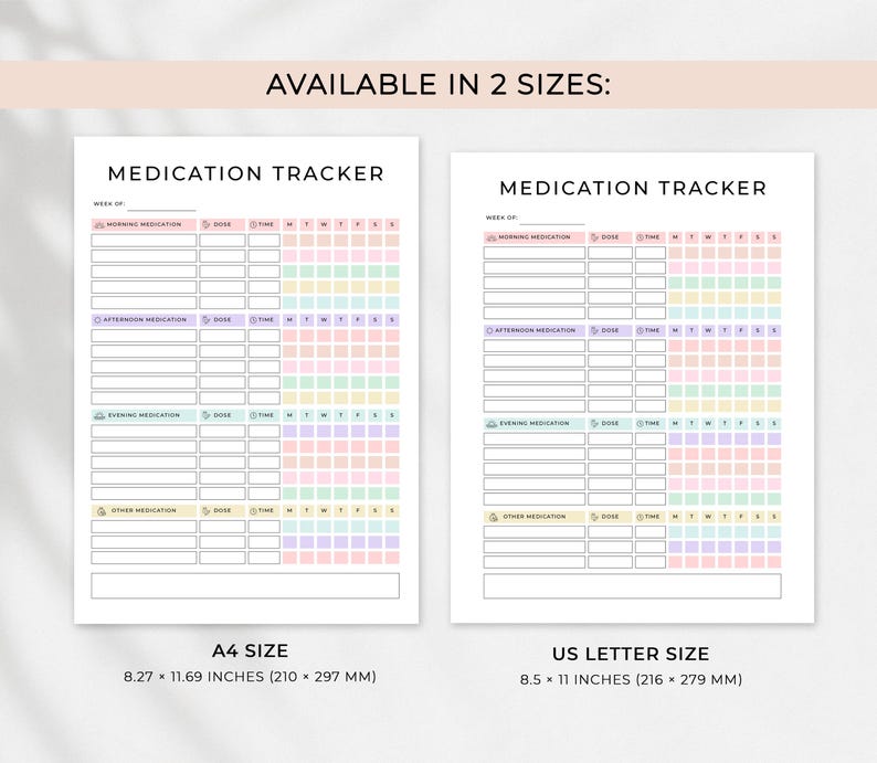 Daily Medication Tracker, Printable Medication Log, Weekly Medicine Schedule, Chart for Nurses ...