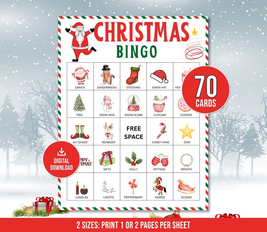 Christmas Bingo, Printable Christmas Game, Holiday Bingo, Kids ...
