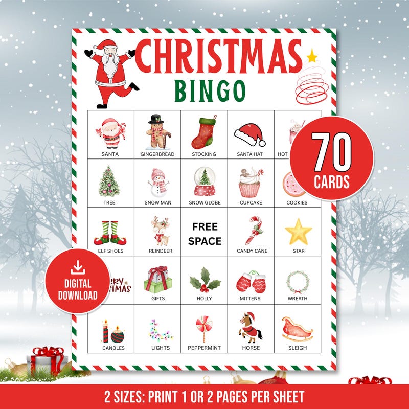 Weihnachten bingo ausdrucken - Etsy.de