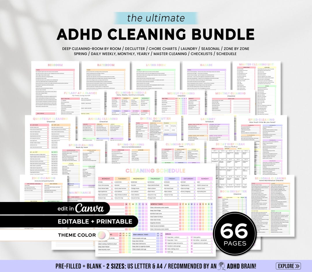 Adhd Cleaning Planner Bundle, Adhd Cleaning Schedule, Adhd Cleaning ...