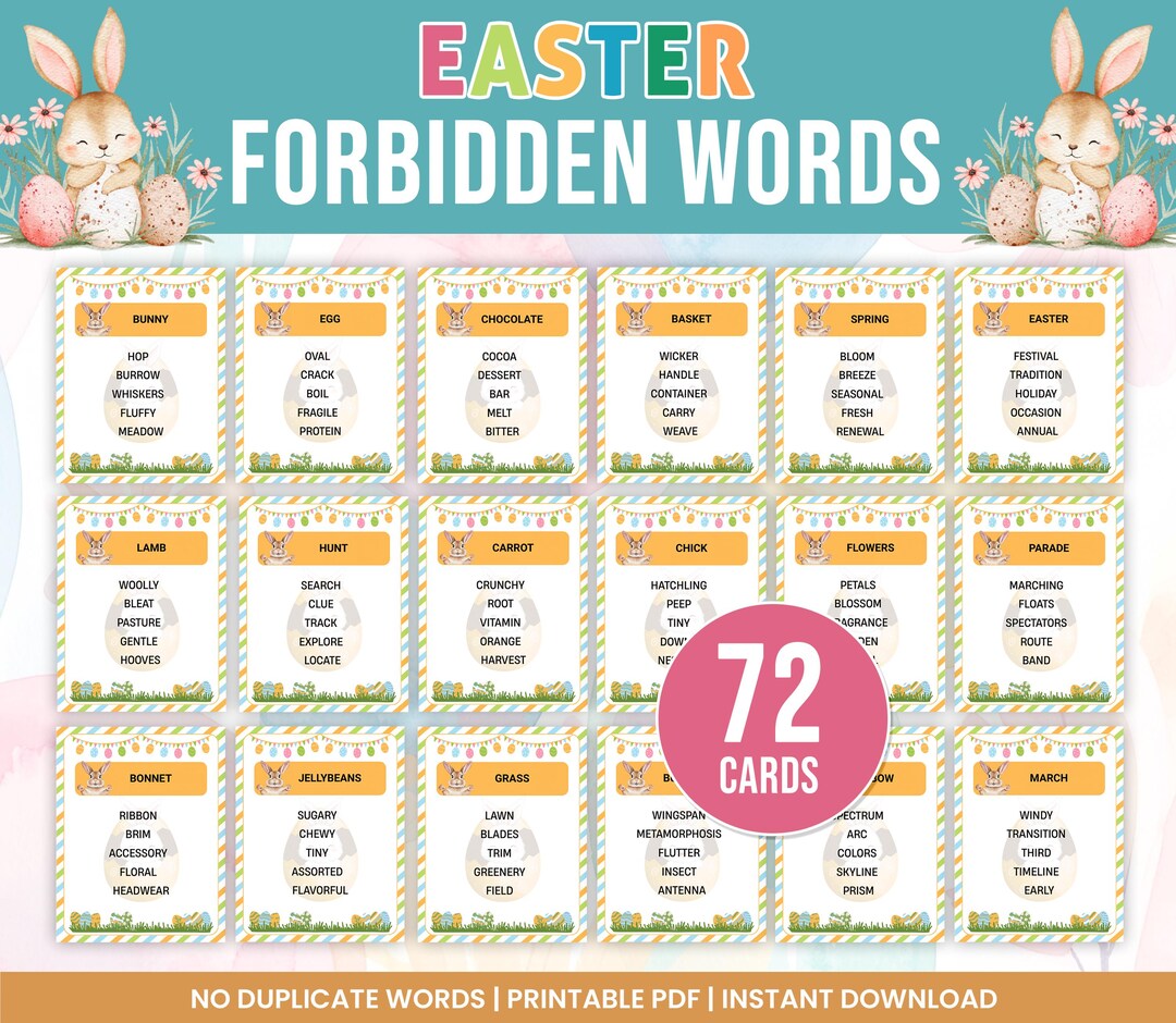 Easter Forbidden Words Game, Printable Easter Word Party Game, Easter ...