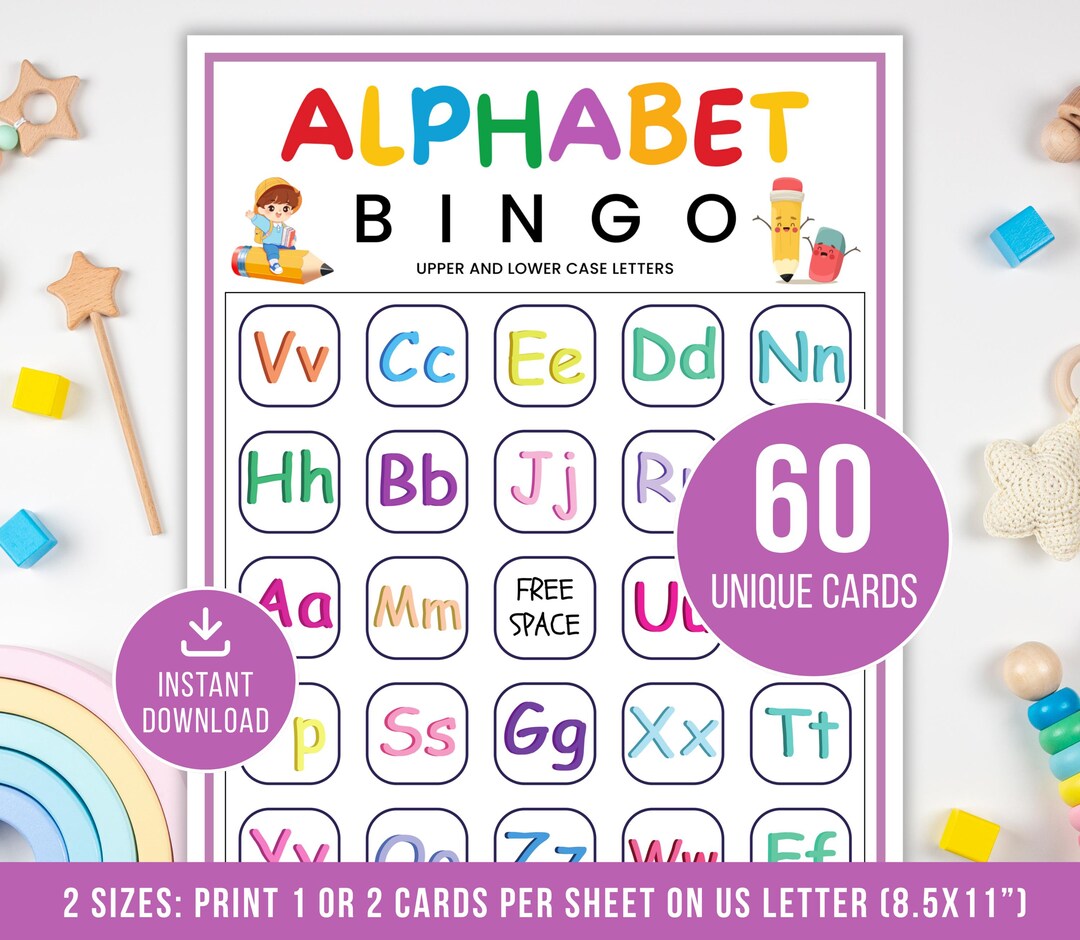 Alphabet Bingo, 60 Alphabet Bingo Cards, ABC Bingo Game, Preschool ...