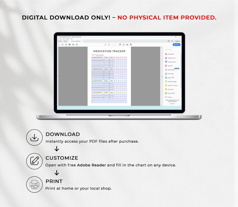 Daily Medication Tracker, Printable Medication Log, Weekly Medicine ...