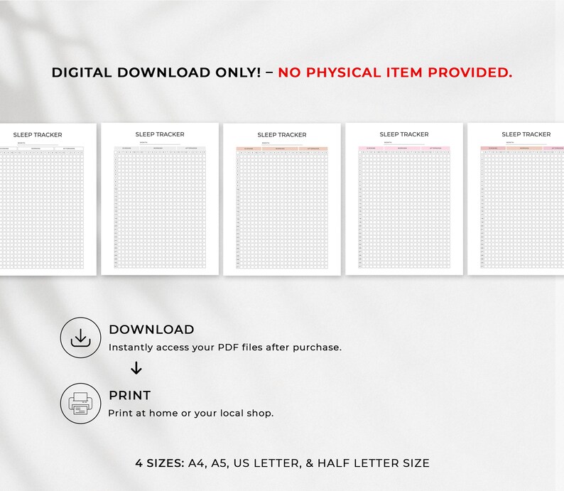 Sleep Tracker Printable, Sleep Log, Sleep Diary, Sleep Journal, Rest ...