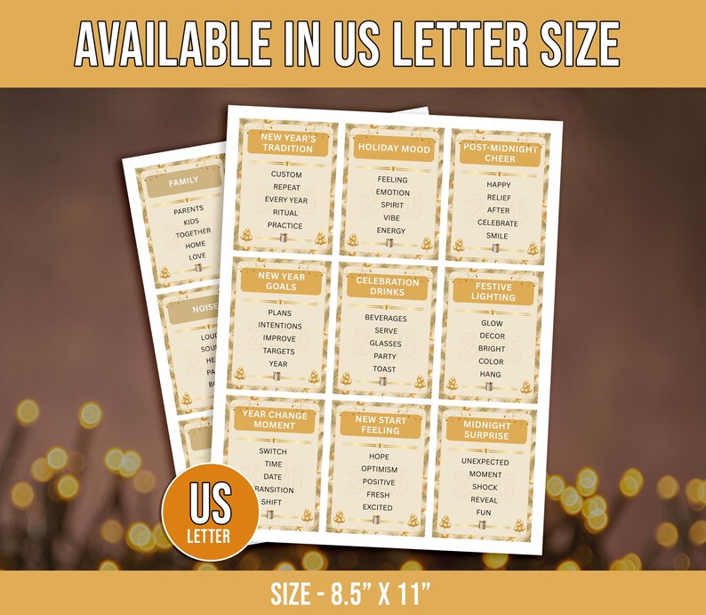 New Year Taboo Game Card, Forbidden Words Game, New Years Eve Game, Ice ...