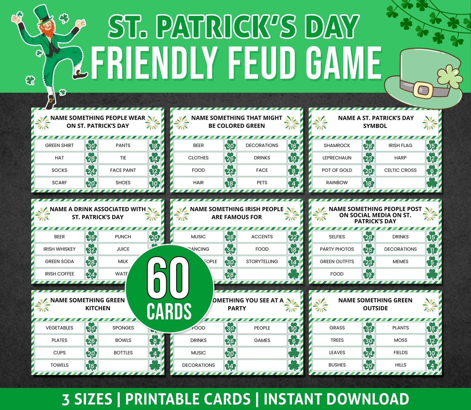 St. Patrick's Day Friendly Feud | Printable St. Patrick's Day Game | St ...