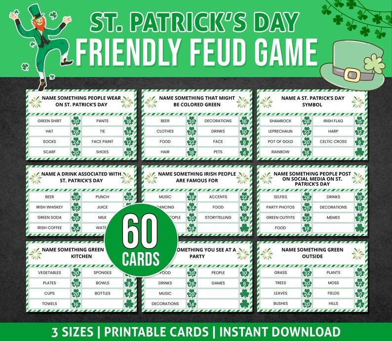 St. Patrick's Day Friendly Feud | Printable St. Patrick's Day Game | St ...
