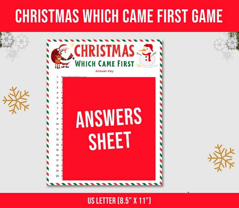 Christmas Which Came First Game, Printable Christmas Game, Holiday ...