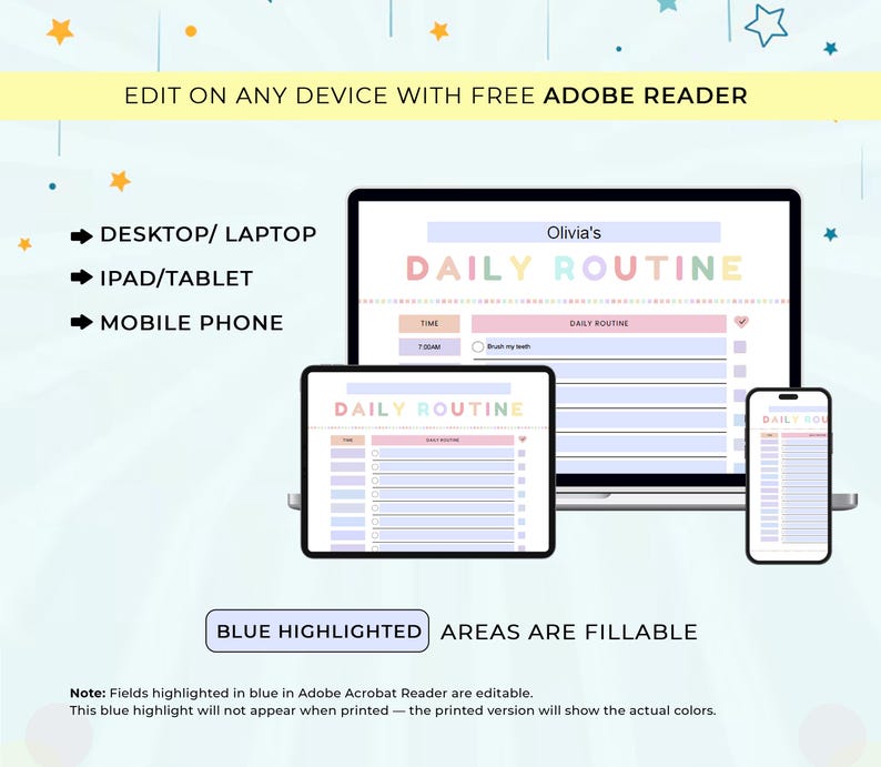 Kids Daily Checklist Editable, Kids Routine Chart, Printable Kids Daily ...