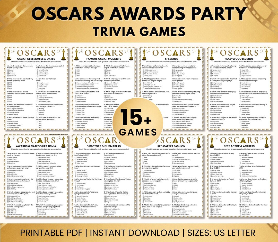 Oscars Trivia Game, Award Trivia, Host Trivia, Records & Fun Facts, Red ...