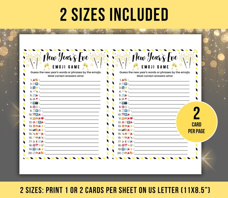 New Years Eve Games, New Years Emoji Game, Printable New Year’s Eve ...
