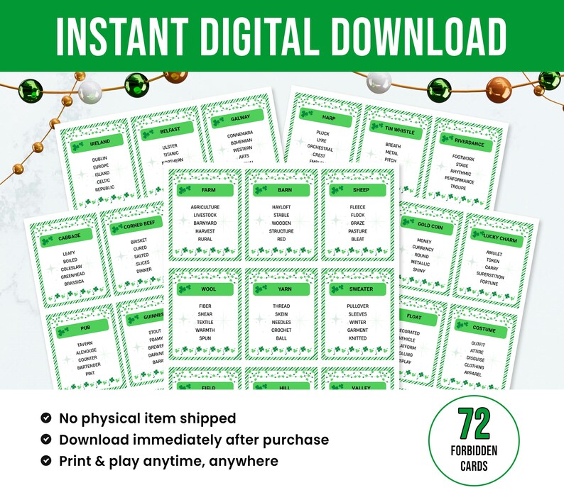 St Patrick's Day Forbidden Game, Printable St Patricks Game, St Patrick ...