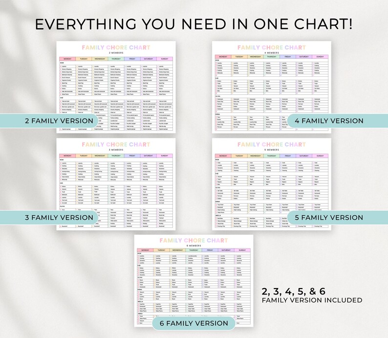 Editable Family Chore Chart, Family Planner Printable, Weekly Family ...