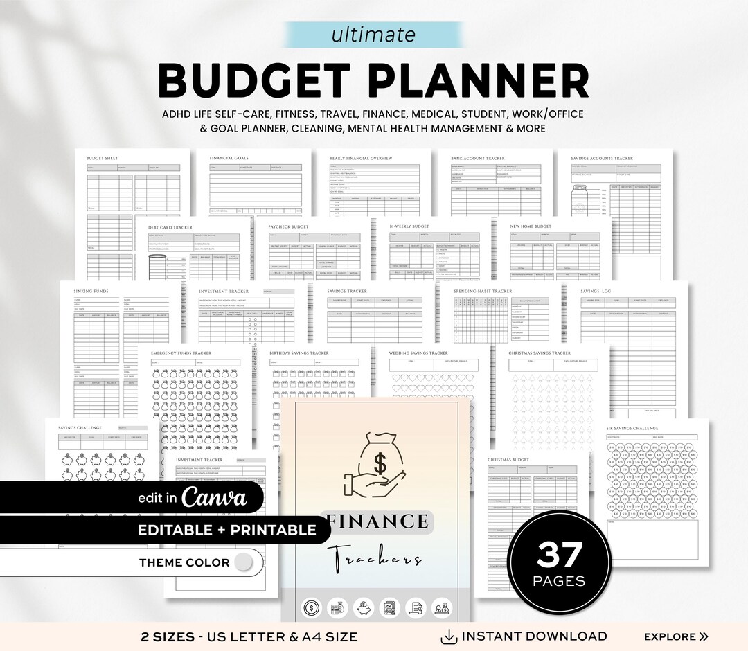 Printable Budget Planner Personal Finance Binder Financial Monthly ...