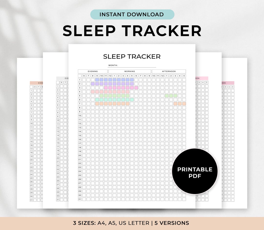 Sleep Tracker Printable, Sleep Log, Sleep Diary, Sleep Journal, Rest ...