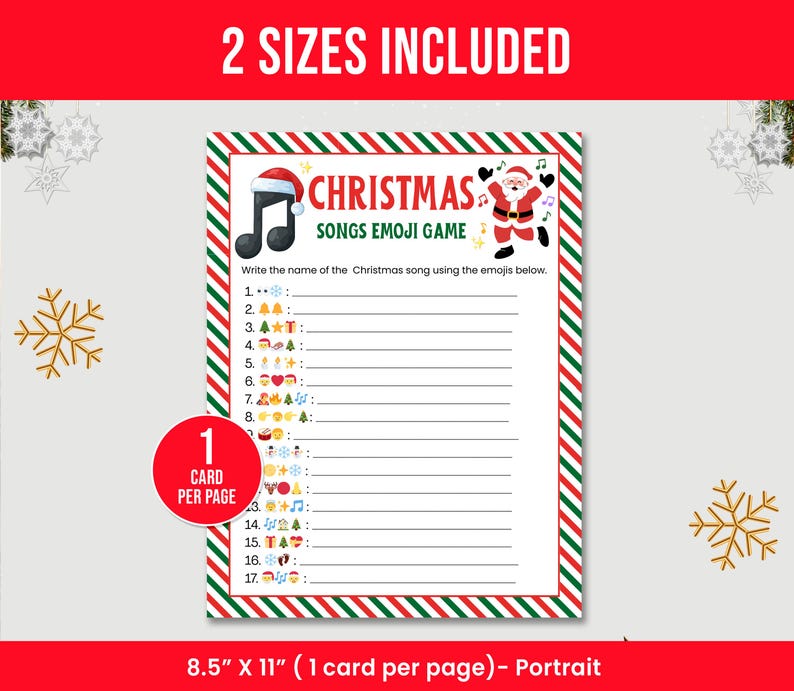 Christmas Song Emoji Game, Christmas Party Game, Fun Christmas Game ...