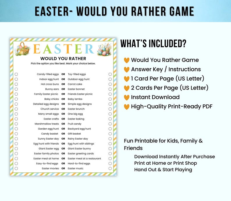 Easter Would You Rather Game, Printable Easter Party Games, Easter This ...